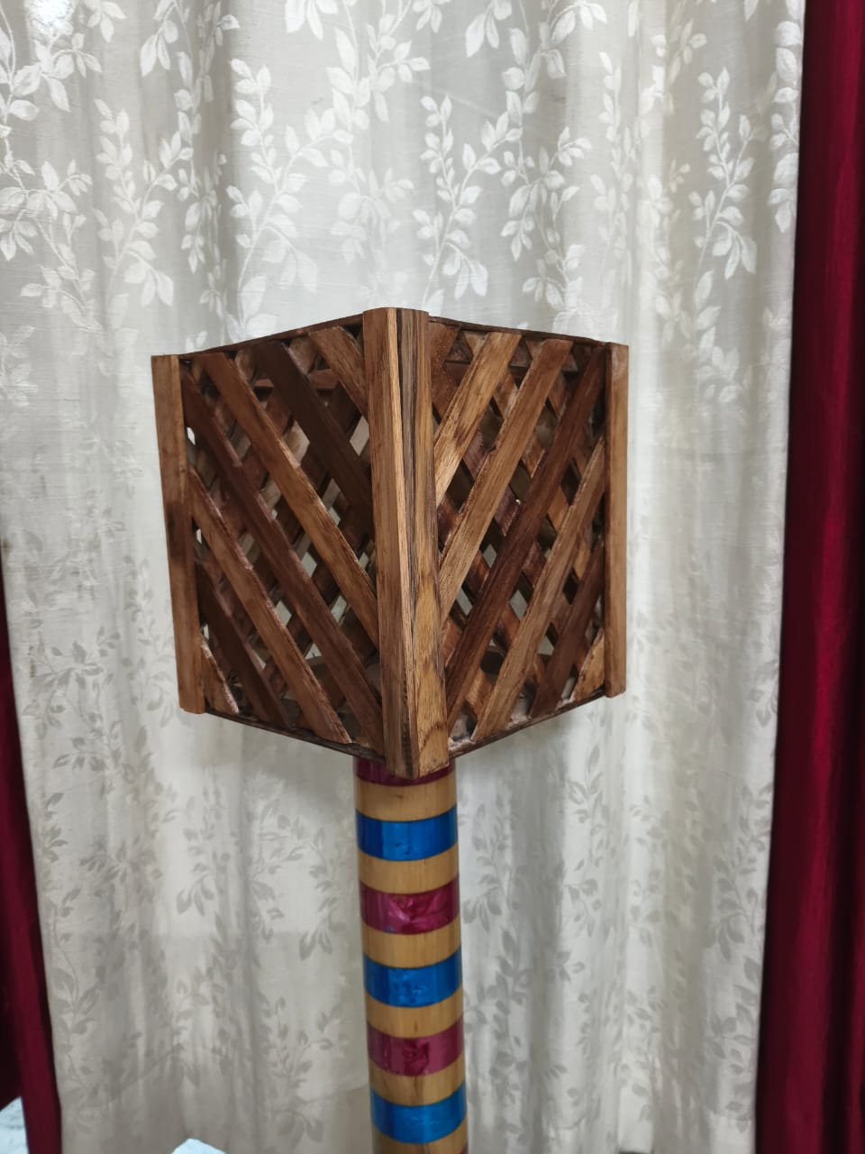 Handcrafted Wooden Lattice Table Lamp - Jijji